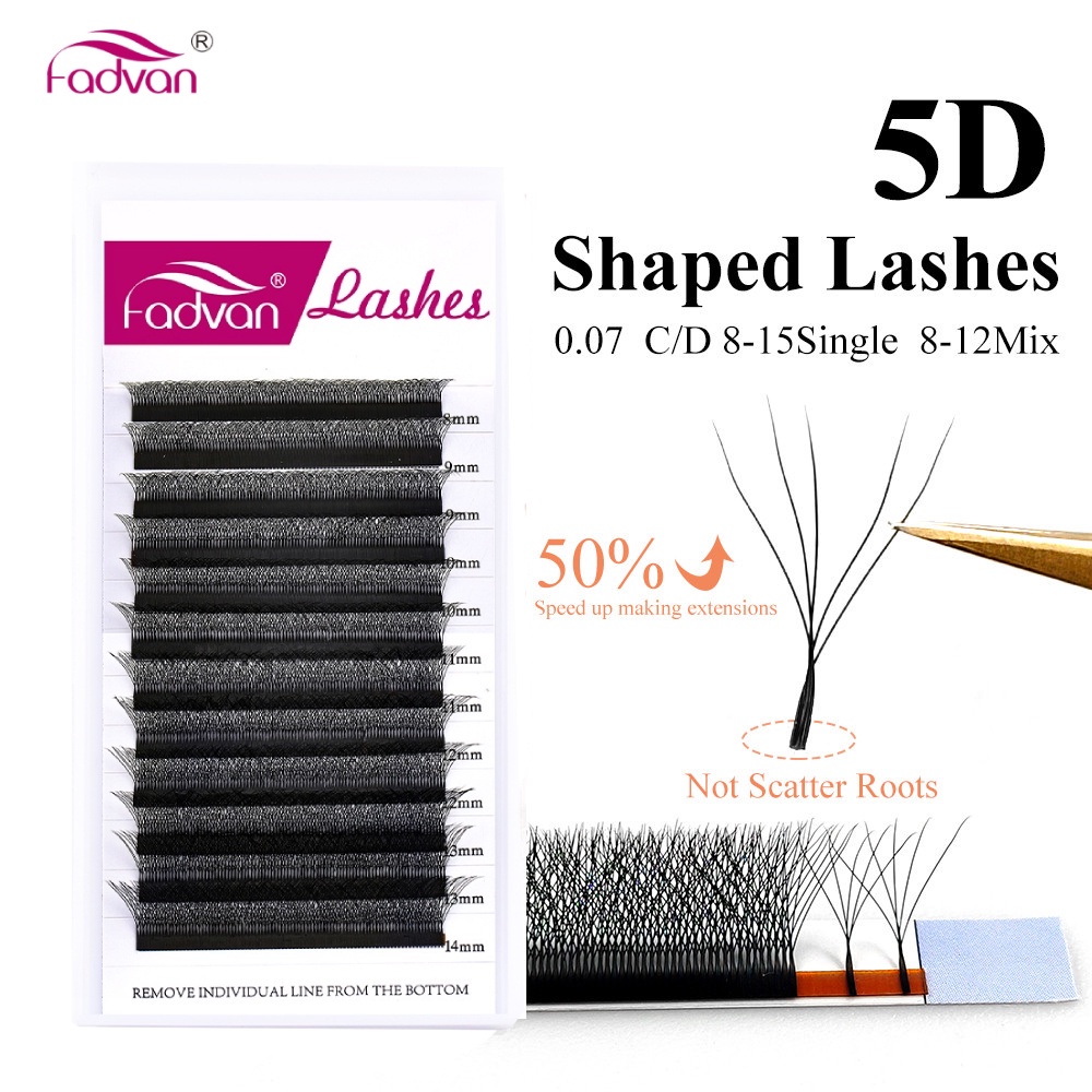 Fadvan 5D W Extensões De Cílios 0.07 C/D Faux Mink Macios Profissionais ...