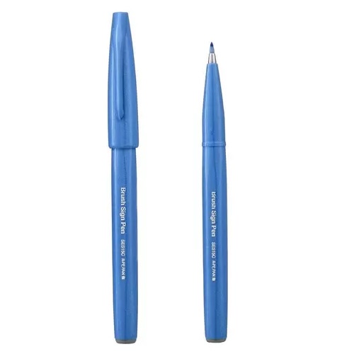 Caneta Brush Sign pen azul ceu Pentel | Shopee Brasil