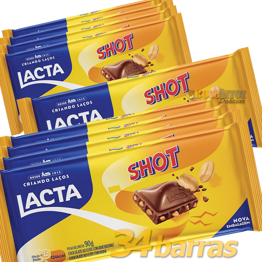 Chocolate Shot - 02 Caixas Com 17 Barras Cada Caixa - Total 34 barras ...