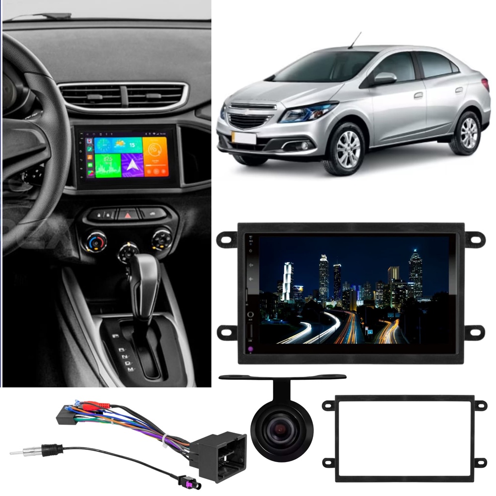 Central Multimidia Onix/Prisma/Spin/Cobalt MP5 Tela 7 Pol HT-3000 Bluetooth Android Auto Carplay ...