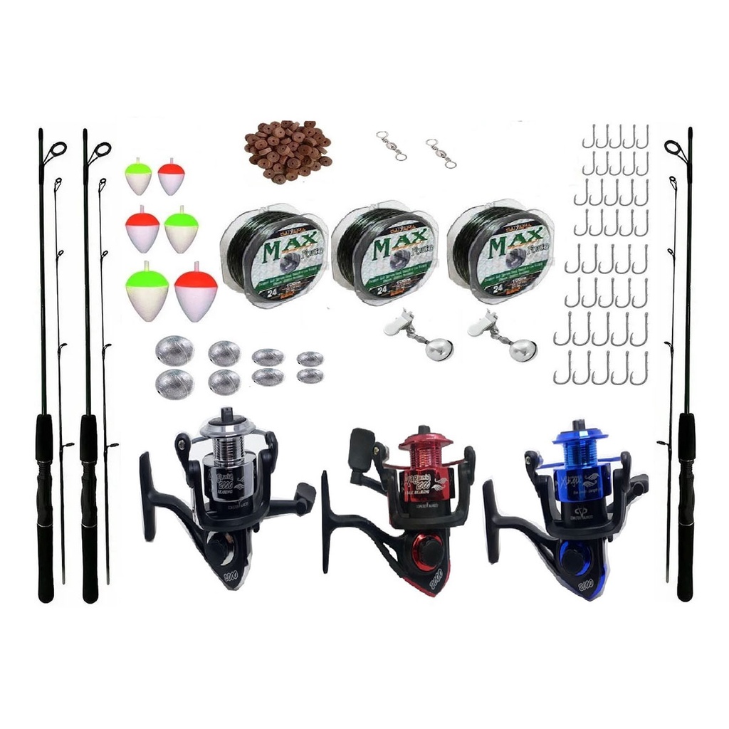 Kit Pesca Completo Molinete 3 Rolamento Vara 1,20M | Shopee Brasil