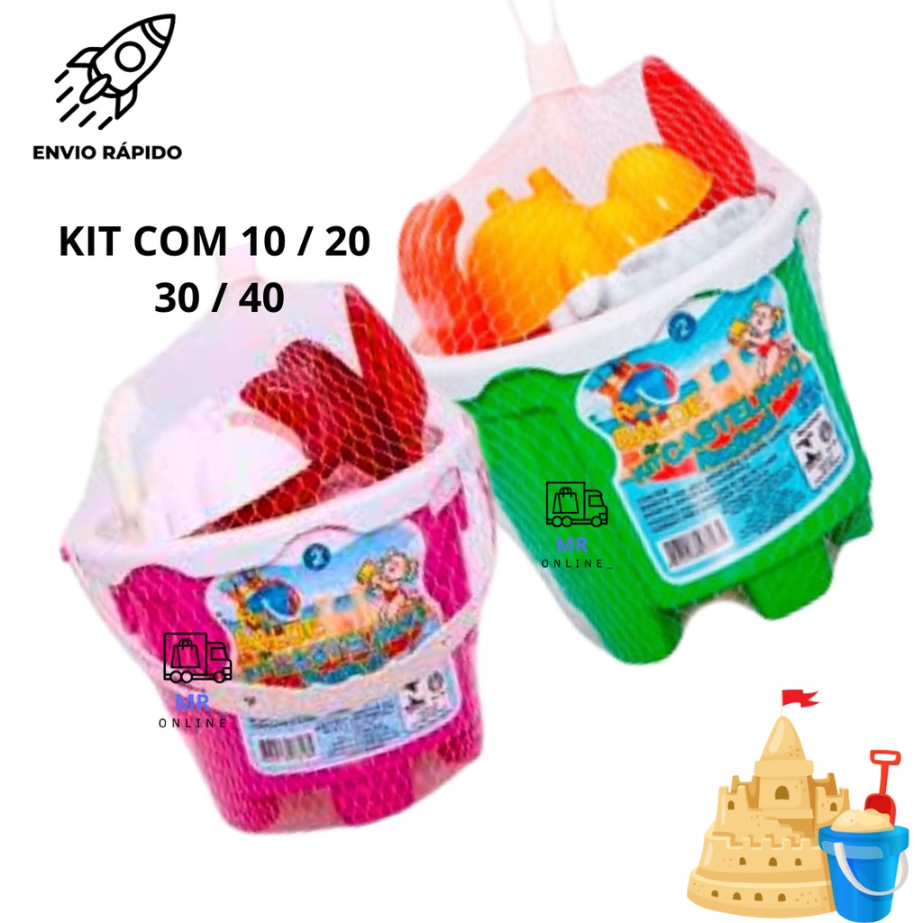 kit Com 10 20 25 30 unidades Balde De Praia Areia - Verão Praia ...
