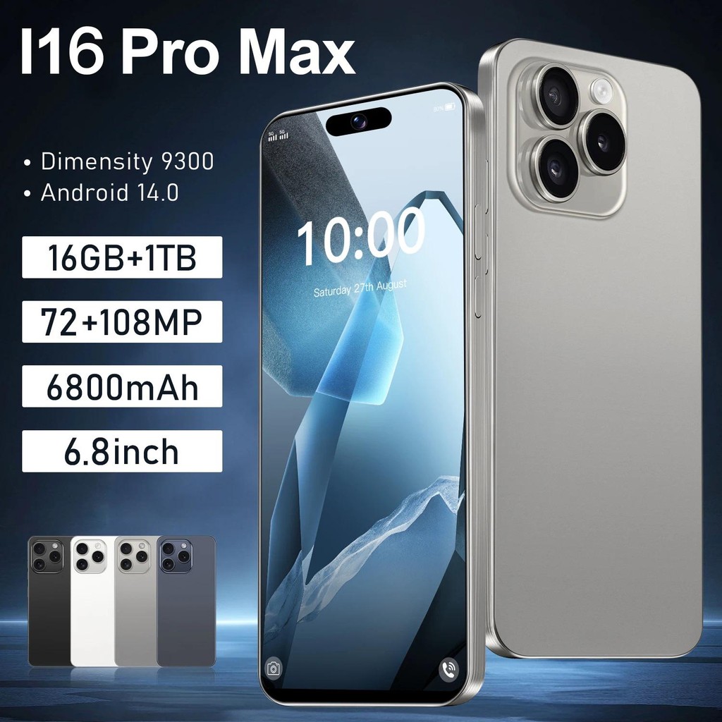 Smartphone I16 Pro Max Versão Global Telefone Móvel 16G + 1TB 6.8 Polegadas HD + Android 14 ...
