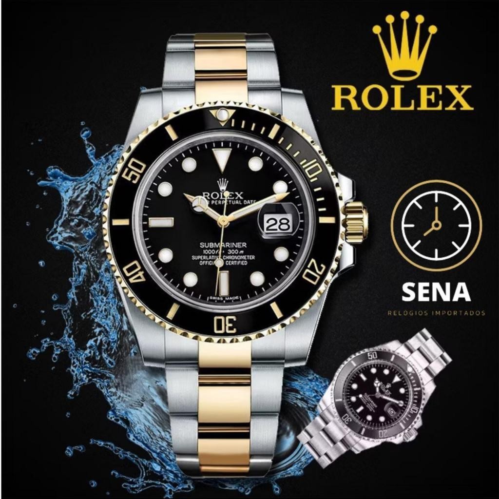 Relógio Rolex Masculino De Luxo SUBMARINER Prata Preto 2024 | Shopee Brasil