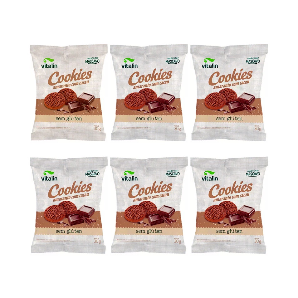 Kit com 6 Pacotes de Cookies sabor Amaranto com Cacau sem Glúten de 30g ...