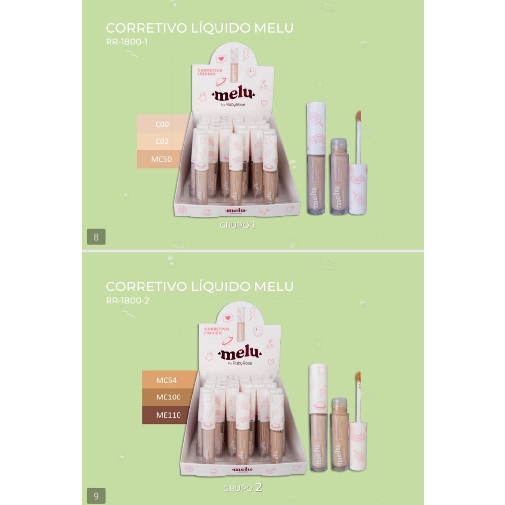 corretivo liquido melu by ruby rose RR-1800 (novo) | Shopee Brasil