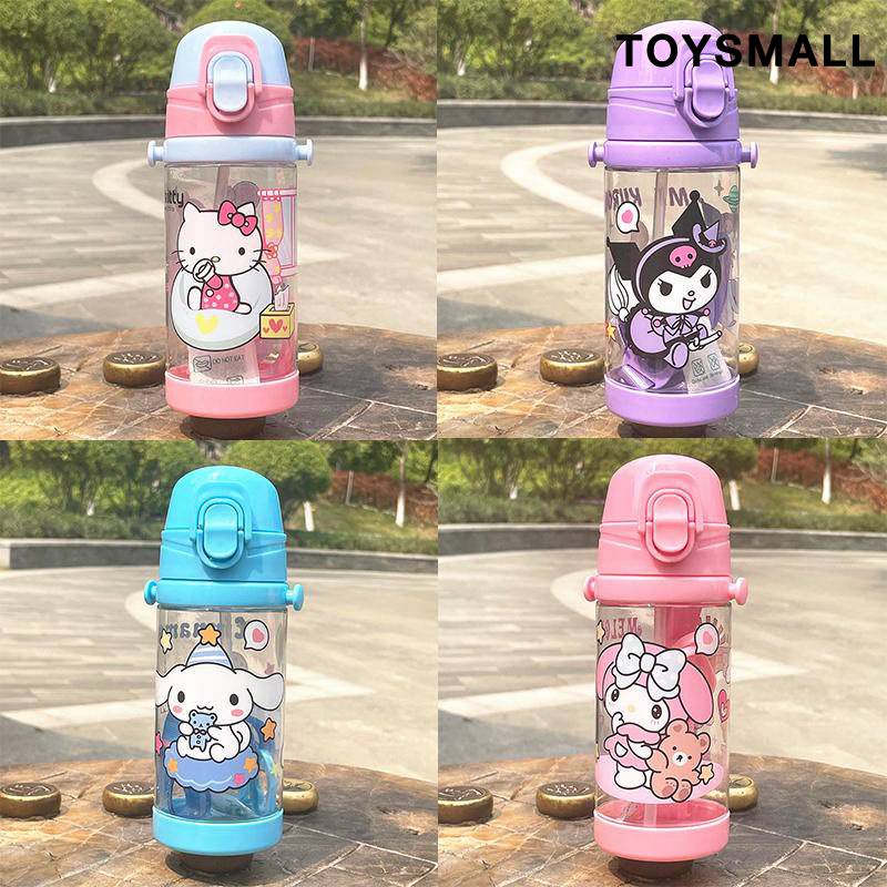 Copo de água de palha Sanrio 450ml Garrafa portátil fofa Kuromi Cinnamoroll Hello Kitty Pote de ...