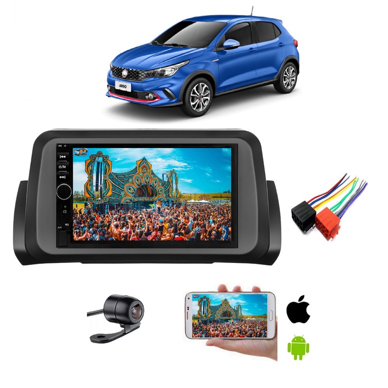 Mp5 Central Multimidia Moldura 2 Din Argo 2021 2022 + Camera | Shopee Brasil