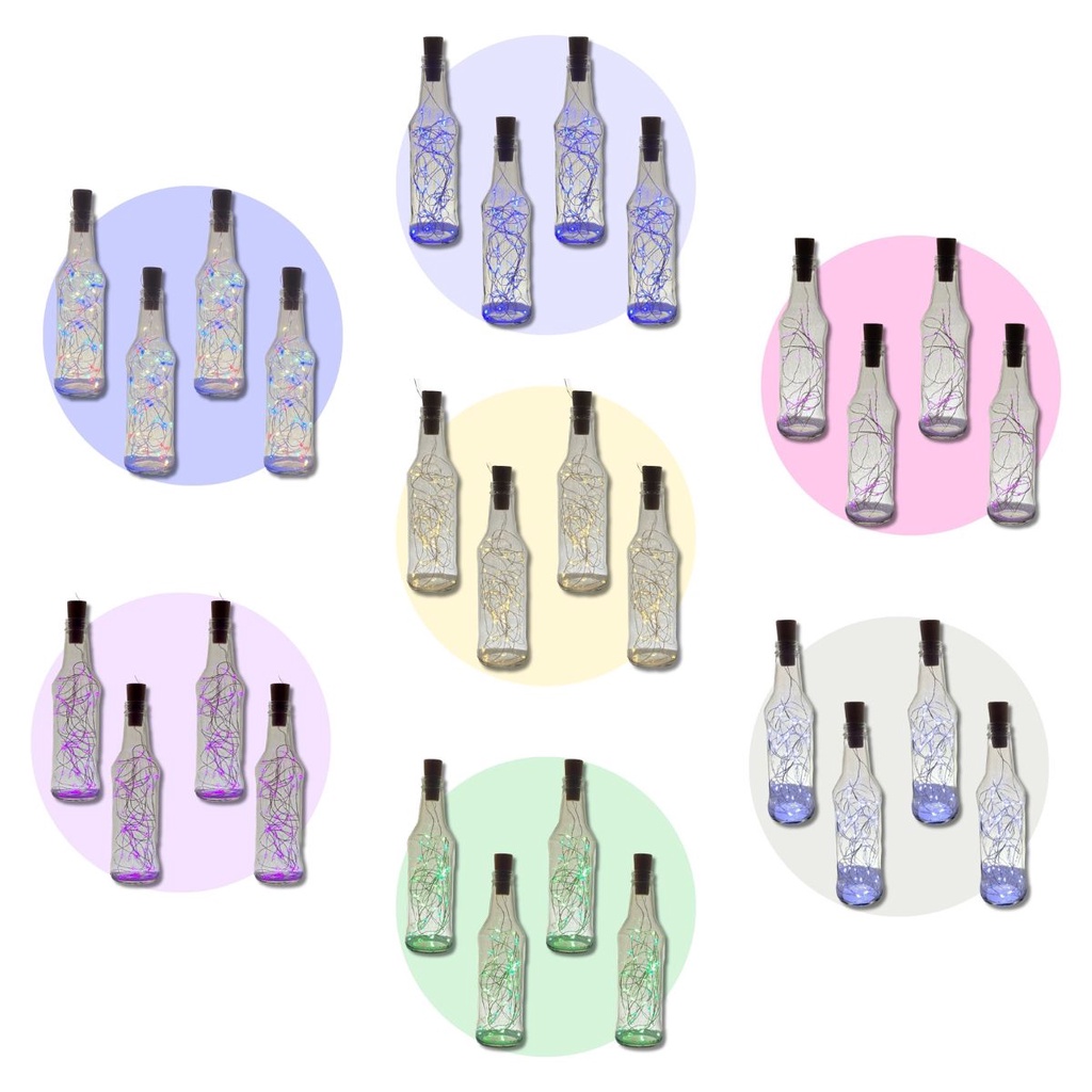 Kit 4 Rolhas Fio de Led Luz Fada Garrafa 2m 20 Leds Bateria | Shopee Brasil