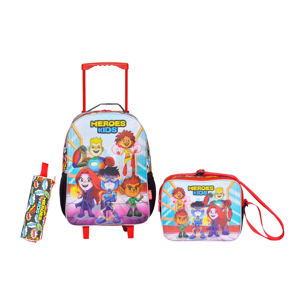 Kit Mochilete com Lancheira e Estojo Heroes Kids Preto 3825 Rocie - UN ...