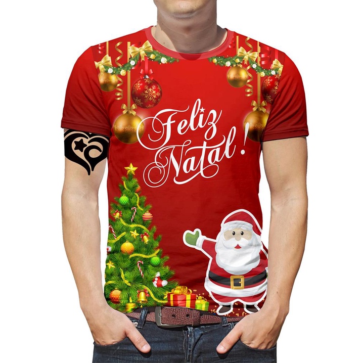 Camiseta Feliz Natal PLUS SIZE Masculina Blusa Papai Noel E2 CM ...