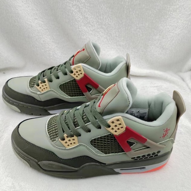 Jordan 4 Resistente Ao Uso Respirável Médio Cano Retrô Verde Tênis De ...