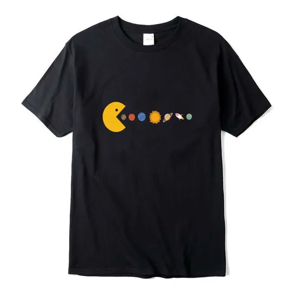 Camiseta Básica Pacman Eating Planets | Shopee Brasil
