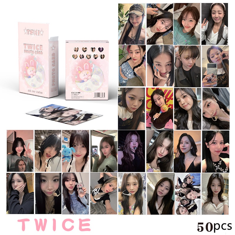 50pcs MISAMO TWICE Cartões Fotográficos Holograma A Laser Lomo Nayeon Jeongyeon Momo Sana Jihyo ...