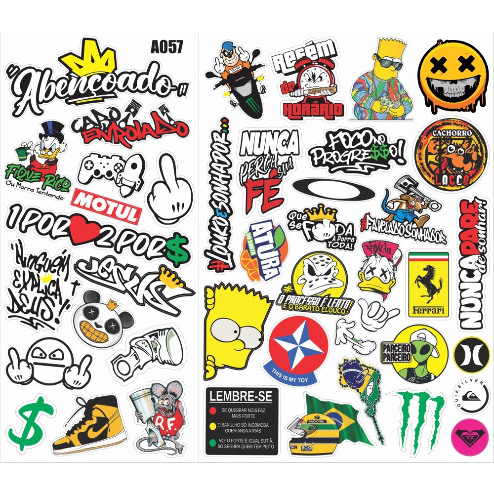 Cartela De Adesivos Para Bike Moto 43 Modelos Vinil Alta Qualidade | Shopee Brasil