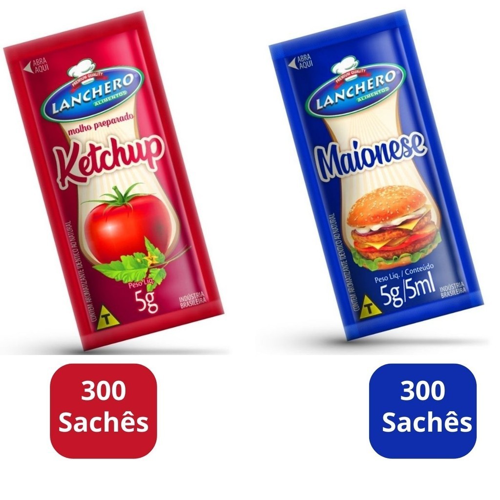 Sachê Ketchup e Maionese Tradicional Lanchero 600 Unidades Food Service | Shopee Brasil