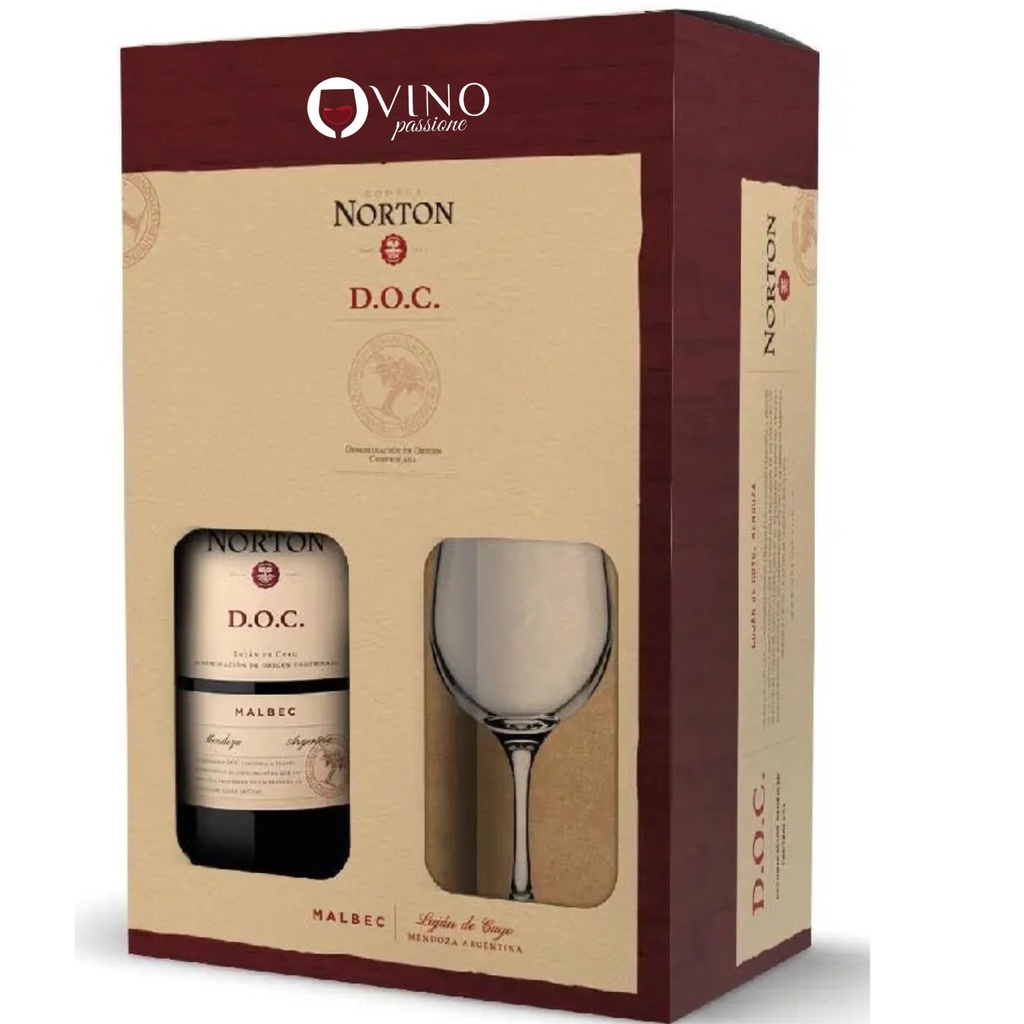 KIT VINHO NORTON MALBEC DOC MALBEC TINTO 750ML + TACA CRISTAL | Shopee Brasil
