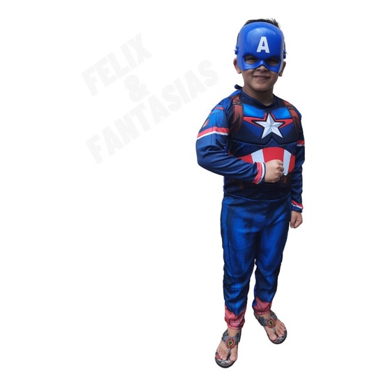 Roupa Fantasia Infantil Capitão América Com Mascara Longa | Shopee Brasil