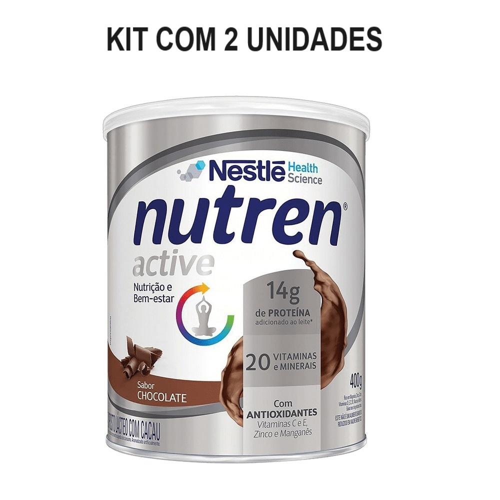 Kit Nutren Active Nestlé Sabor Chocolate Com 2 Latas De 400g Cada ...