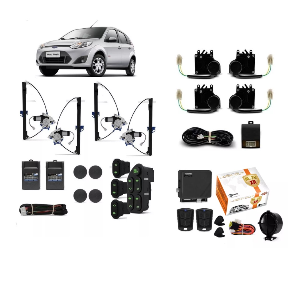 Kit Vidro Elétrico Ford Fiesta Hatch Sedan 2003 A 2014 Sensorizado 4 ...
