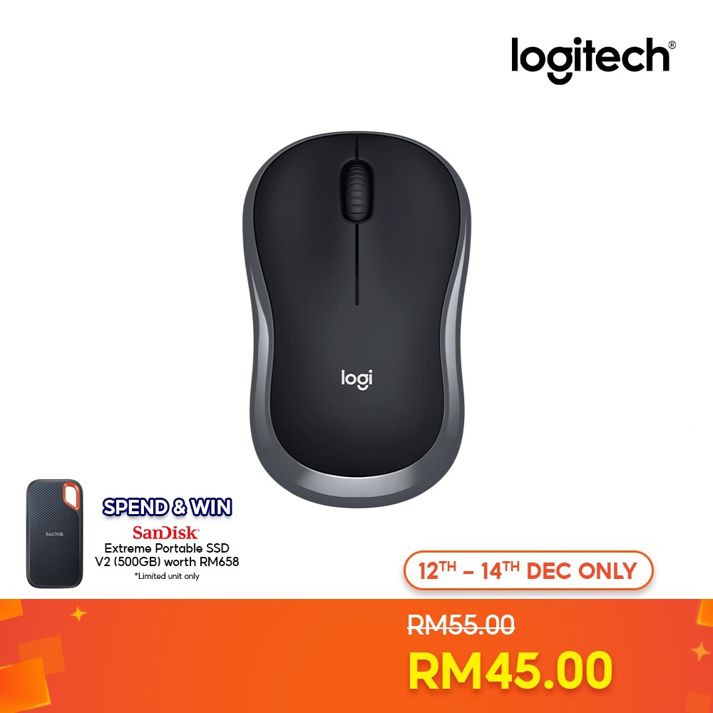 Mouse sem fio Logitech 2.4GHz com USB Mini receptor M186 - Faz a Boa!