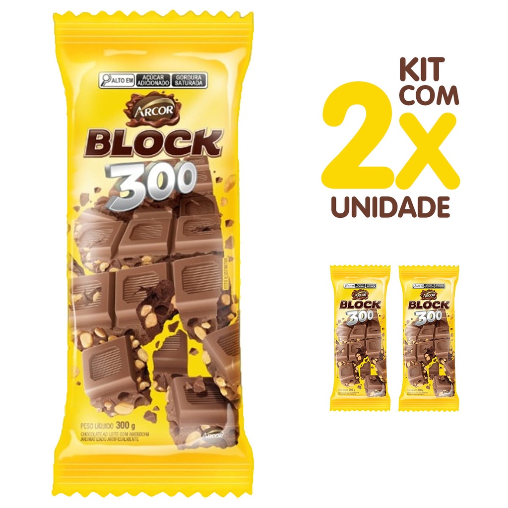 Kit 2x Barra Chocolate Chock Block 300g | Shopee Brasil