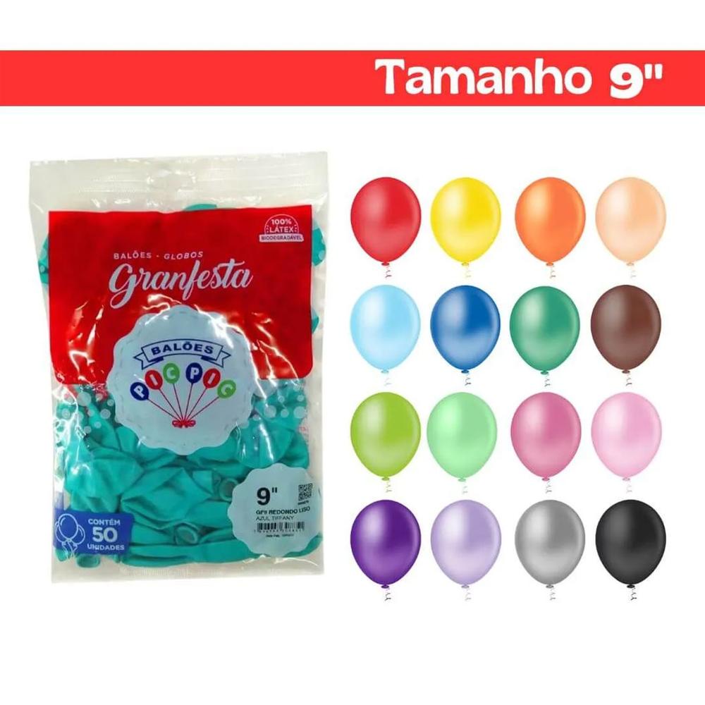 Balão Látex Festa Redondo Tamanho 9 c/50 Unidades ESCOLHA A COR - Pic Pic | Shopee Brasil