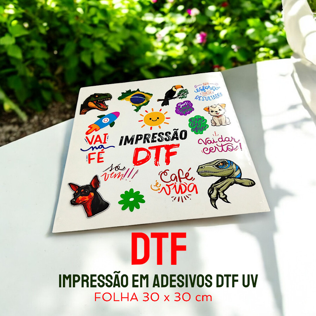 Adesivos DTF - UV - para transferência - estampa - Folha 30x30 cm | Shopee Brasil