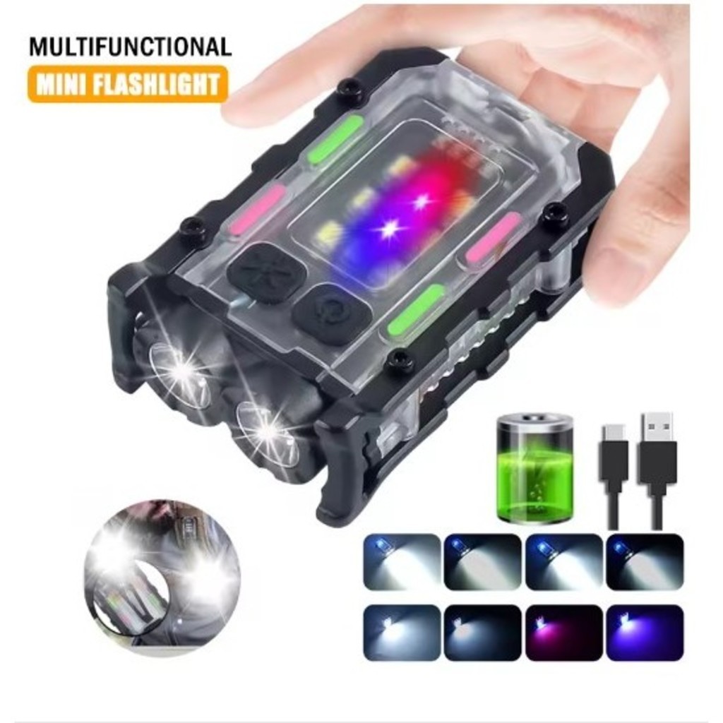 Mini Lanterna Led Portátil EDC Tipo C Recarregável 8 Modos de ...