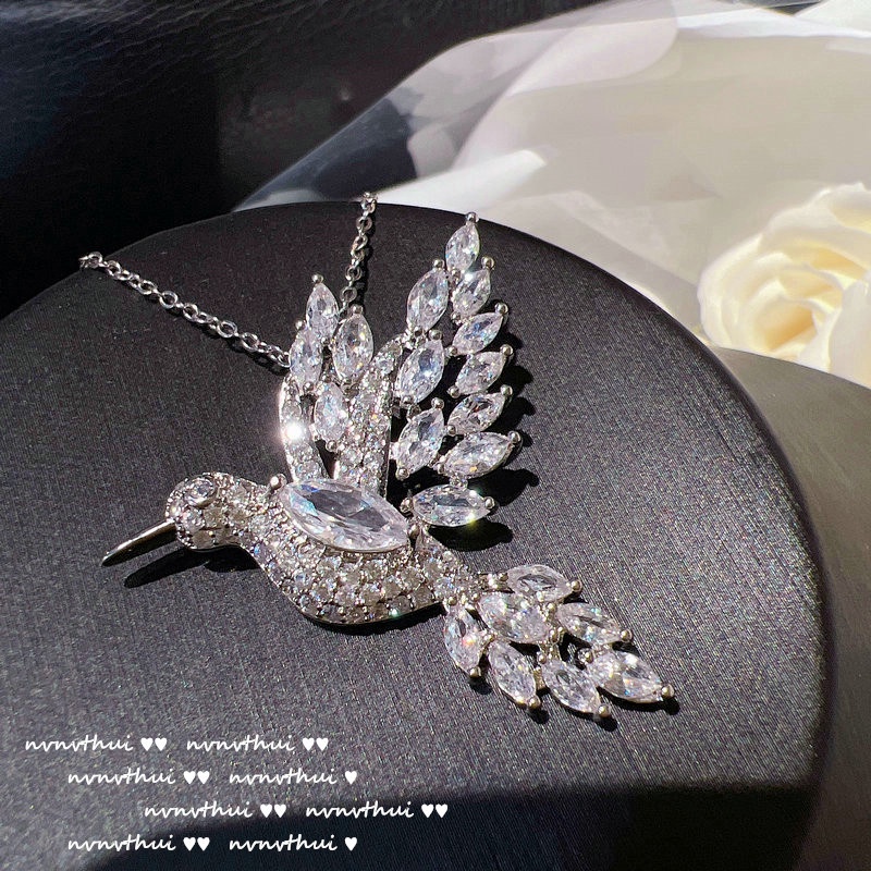 Gioioio Cute Hummingbird Pingente Colar 925 Sterling Silver Zircon ...