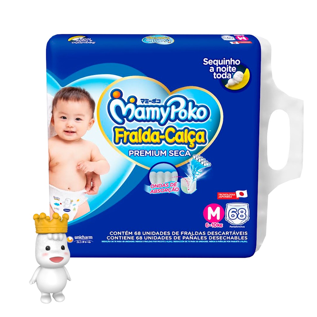 Kit Super Bag FRALDA CALÇA Descartável Mamypoko - M - 68 Unidades + 01 ...