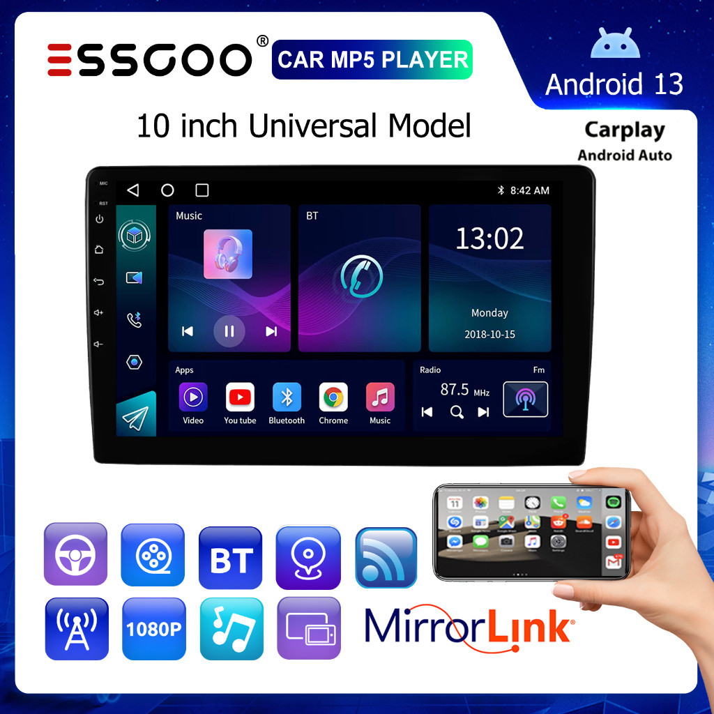 Multimidia 10 polegada Android Carplay 2 Din MP5 Carro Player Espelho/ Bluetooth/FM／rádio do ...