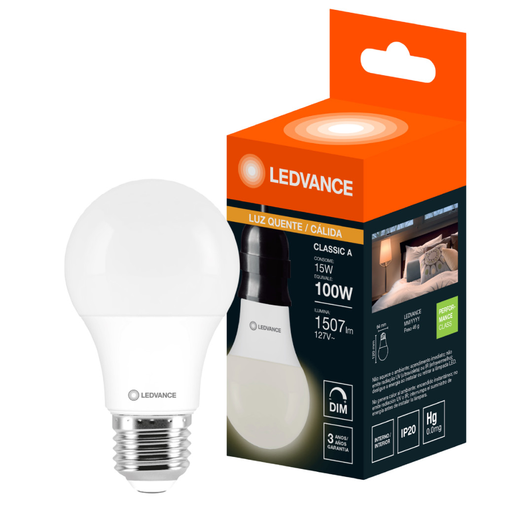 Lampada Led Bulbo Dimerizavel 15W 1507Lm 127V E27 Ledvance | Shopee Brasil