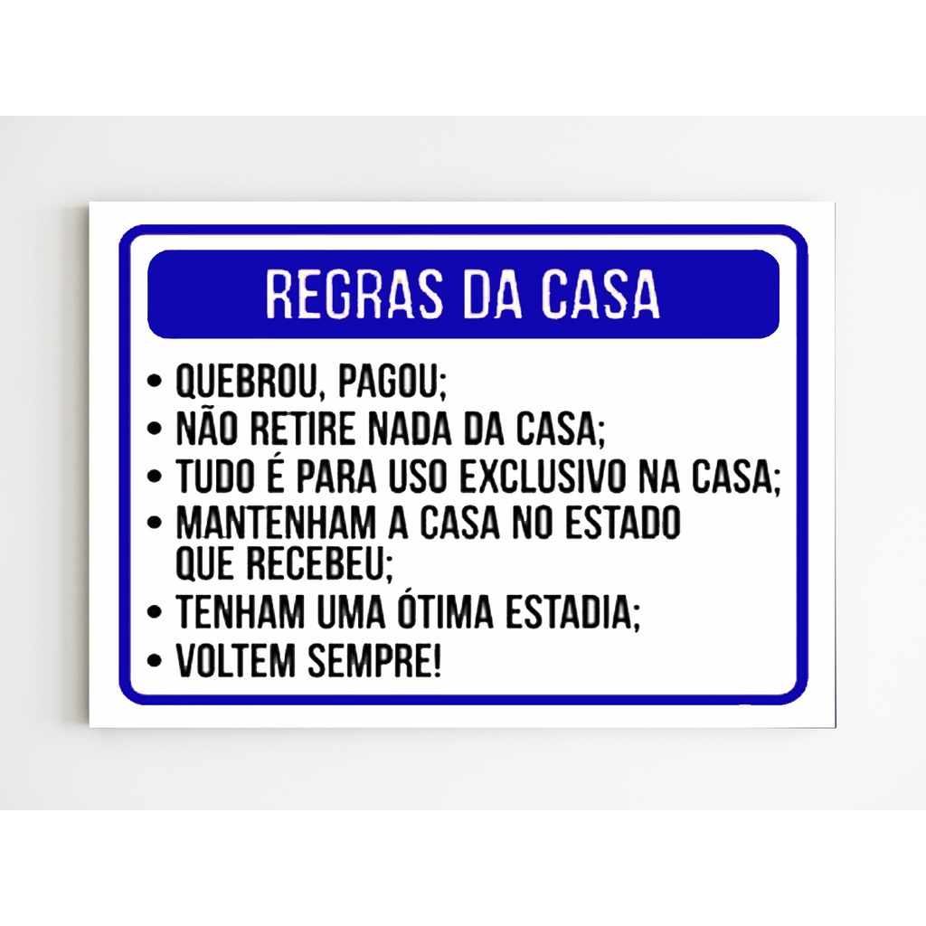 kit com 3 placas de aviso regras da casa quebrou pagou mdf | Shopee Brasil