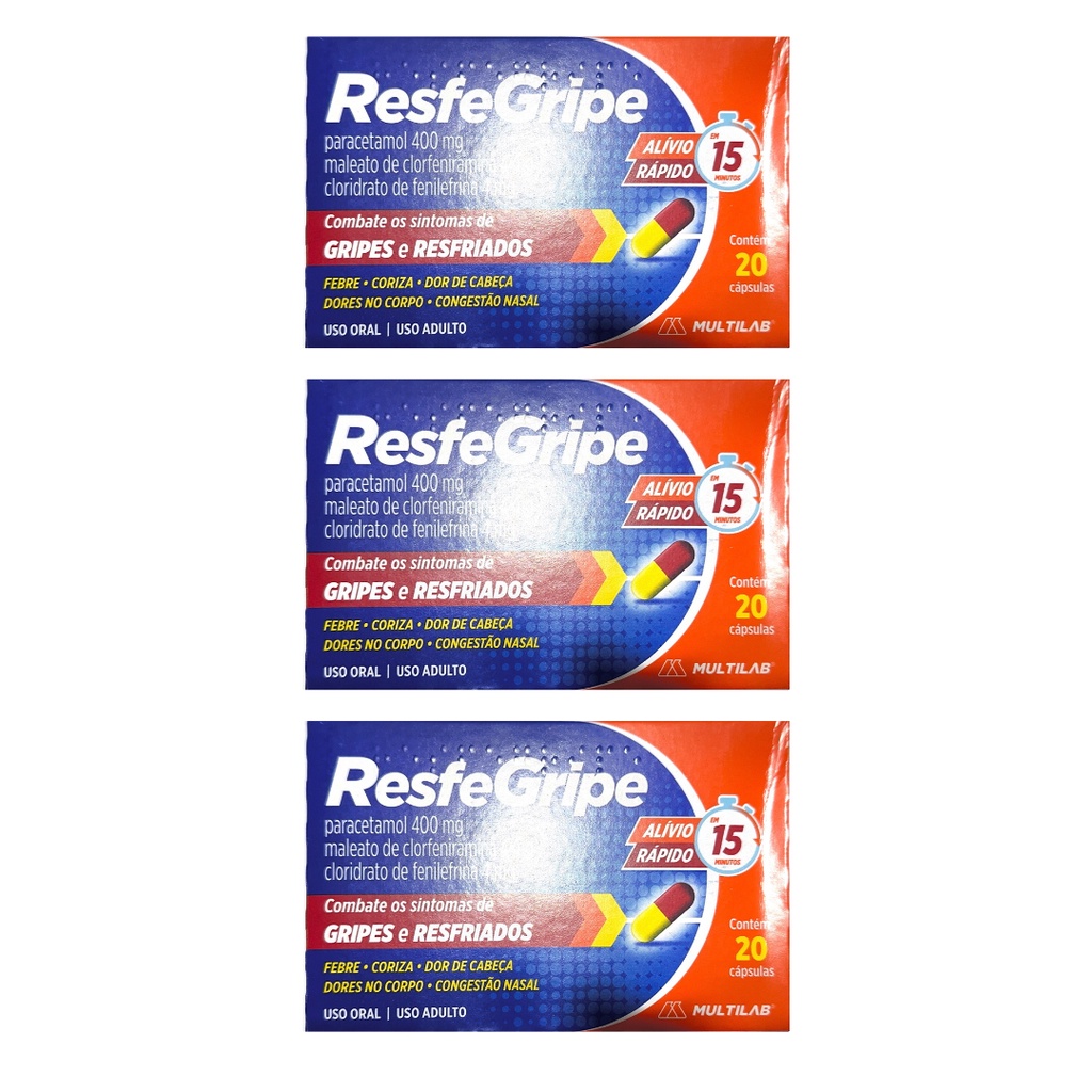 Kit 3 Caixas de Resfegripe 20 Capsulas - Combate Gripes e Resfriados ...