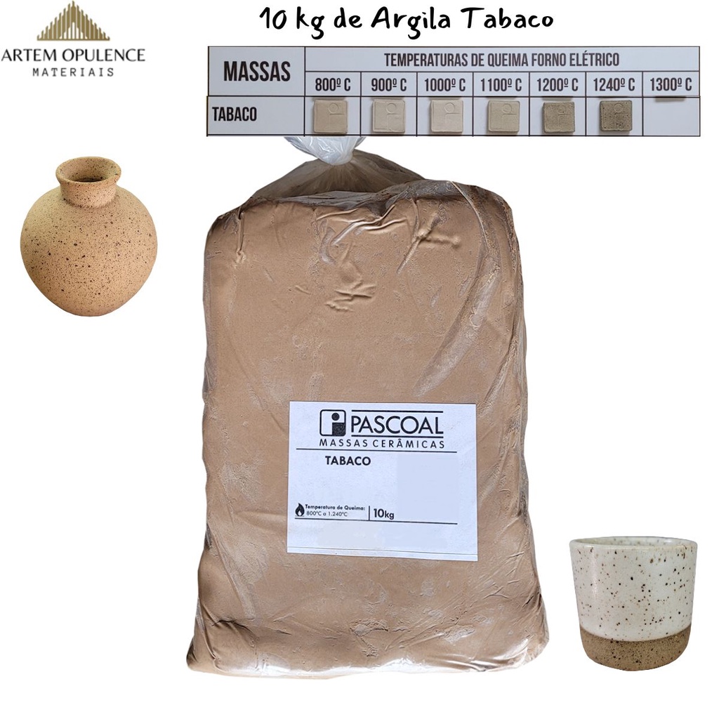Argila Tabaco Pascoal para Cerâmica Escultura Queima Forno 10 kg ...