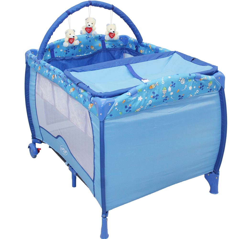 Berço Cercado Plus Bebê Azul Oceano Baby Style | Shopee Brasil