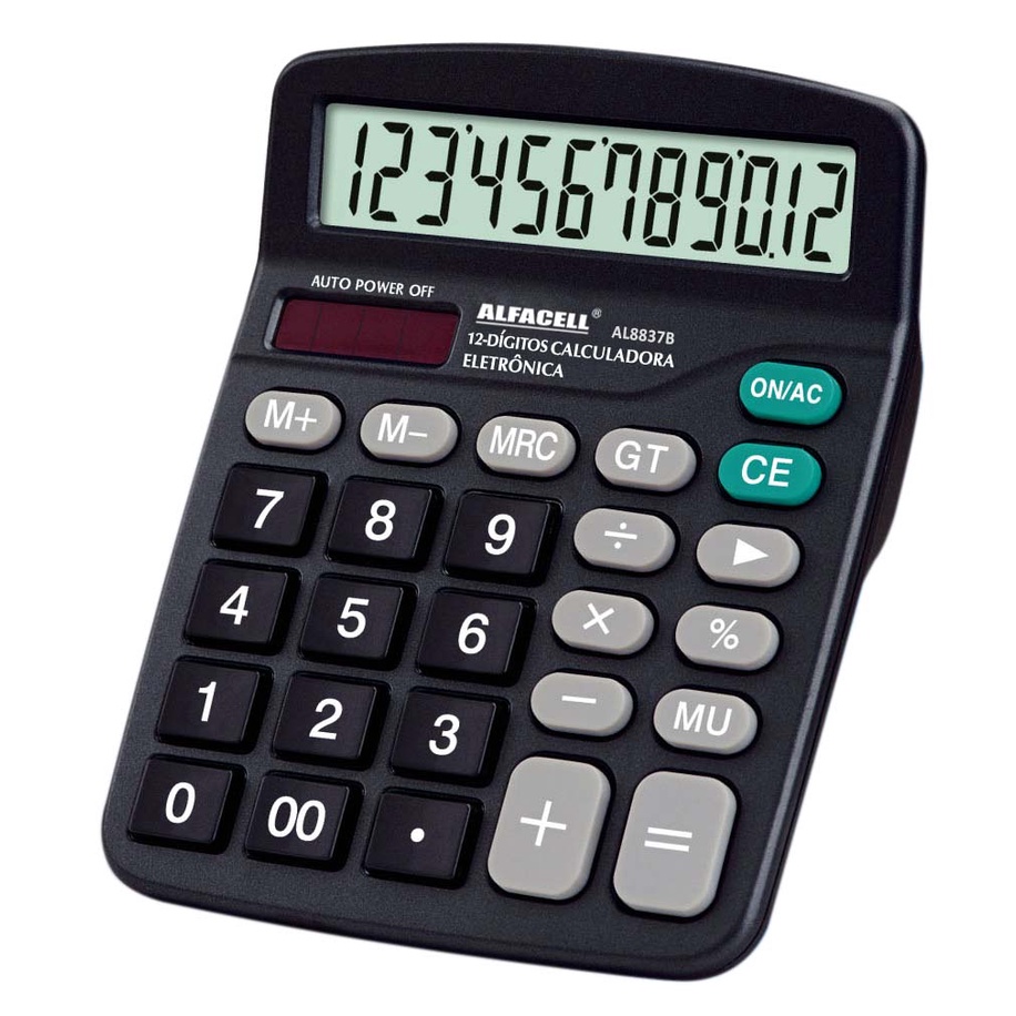 Calculadora Eletrônica Portátil 12 Dígitos À Pilha De Mesa Digital ...