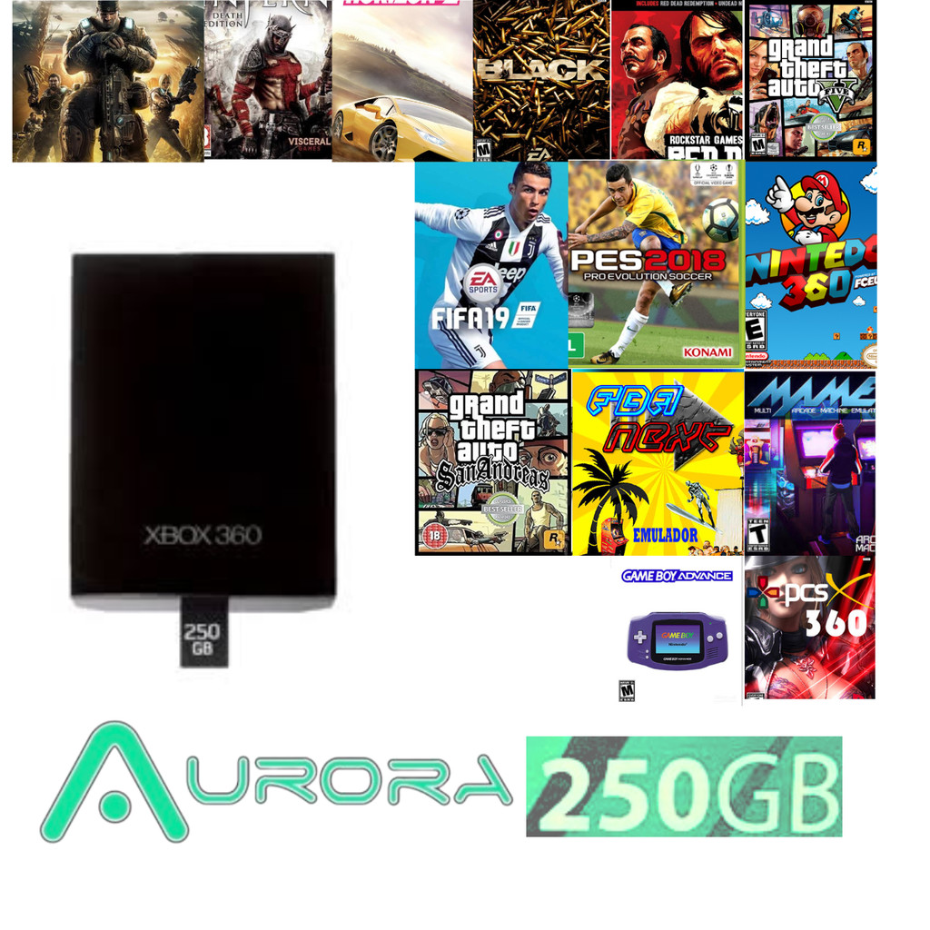 HD INTERNO 250GB XBOX 360 R G H (Aurora) | Shopee Brasil