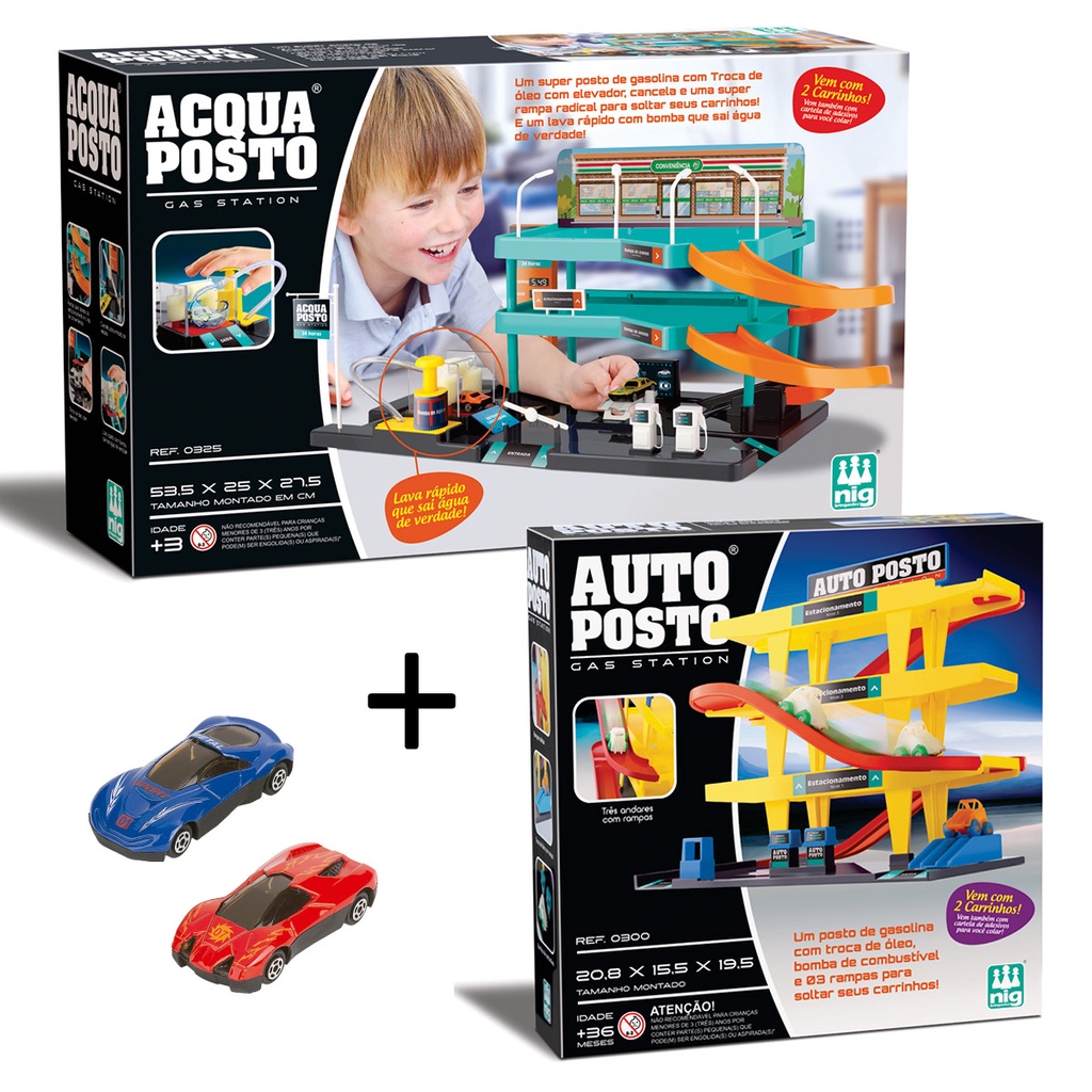 Kit Auto Posto + Acqua Posto Compatível Hotwheels Nig Brinquedos Posto ...