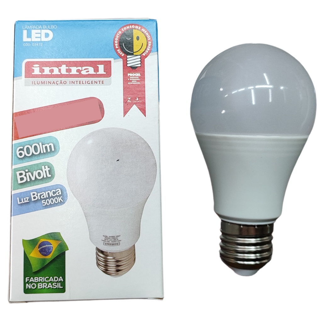Lâmpada Bulbo Led 12W Bivolt Luz Branca 6500k Intral | Shopee Brasil