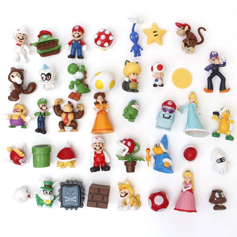 Bonecos Novos Super Mario Bros Bonecos Miniatura Mario Luidi Donkey ...