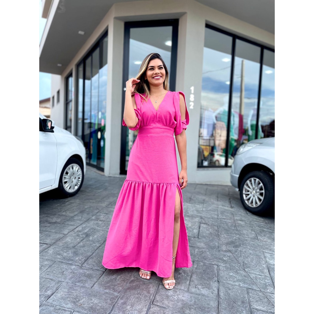 Vestido Isabella Longo Pink | Shopee Brasil