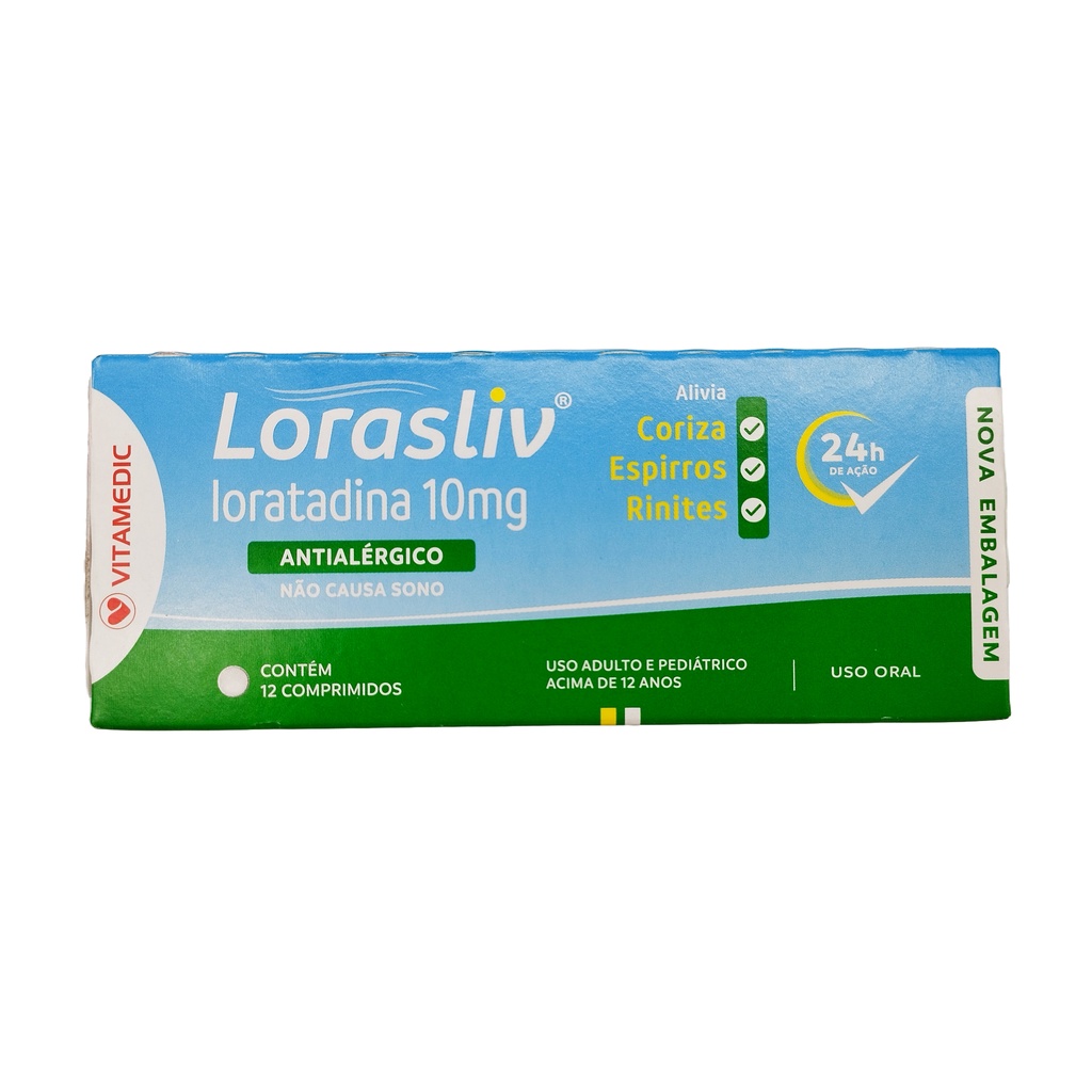 Lorasliv Loratadina 10mg 12 Comprimidos Vitamedic | Shopee Brasil