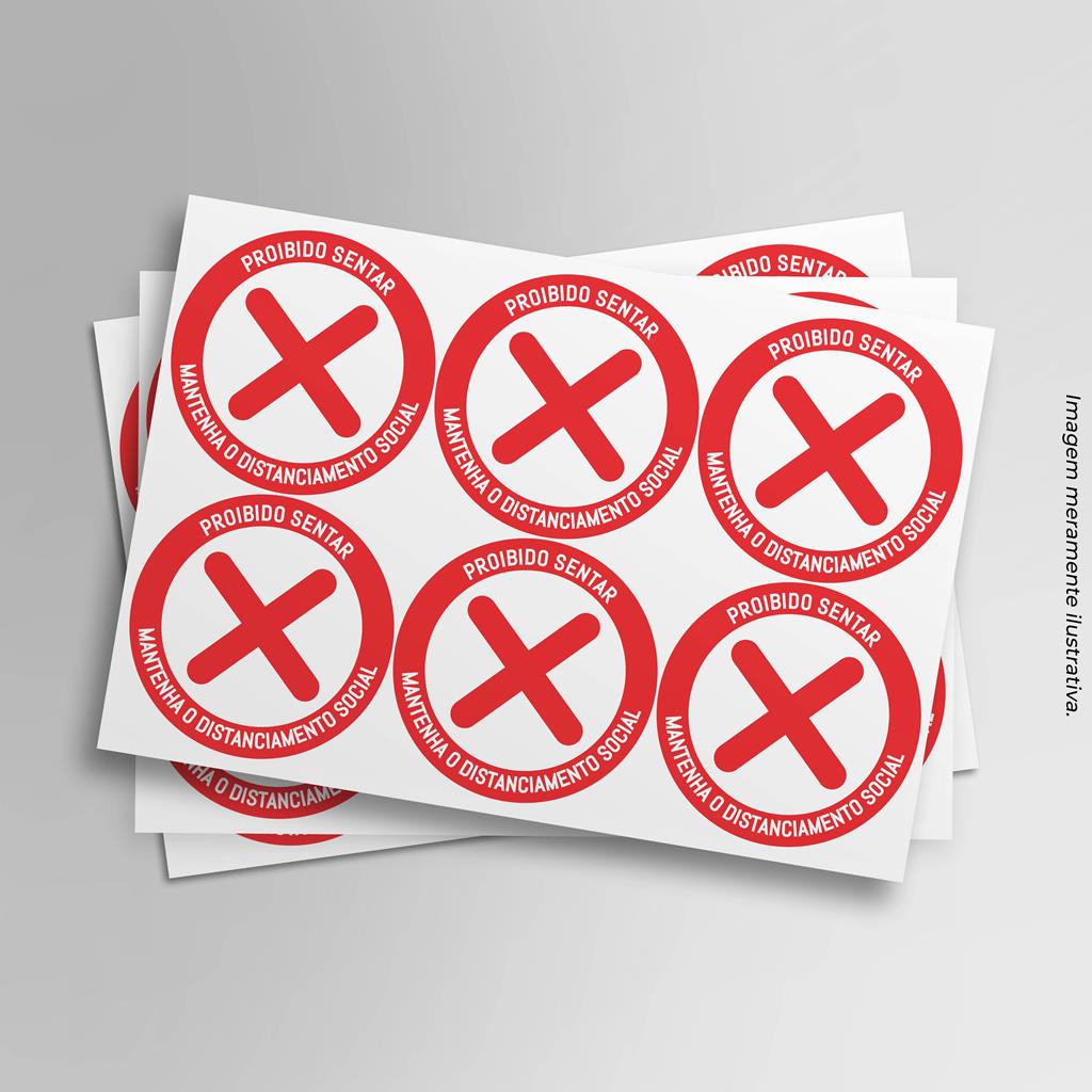 Cartela De Adesivos Proibido Sentar Para Sinalizacao - Vinil PVC Branco ...