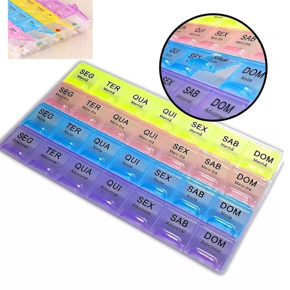 Porta Remedio Colorido com 28 Divisões Organize Medicamento | Shopee Brasil