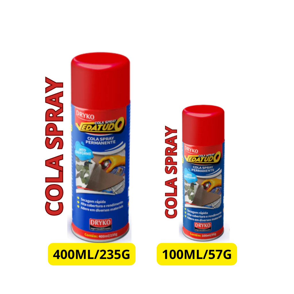Cola spray transparente 100 ml e 400 ml - Dryko | Shopee Brasil