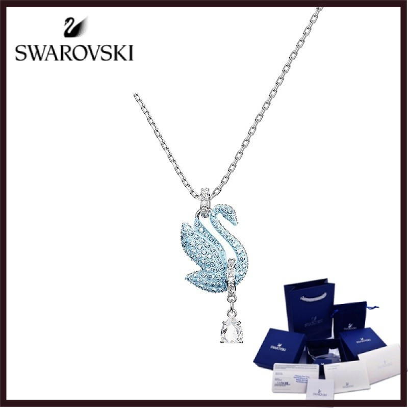 Loja oficial Swarovski colar feminino Swan icônico, colar de corrente ...
