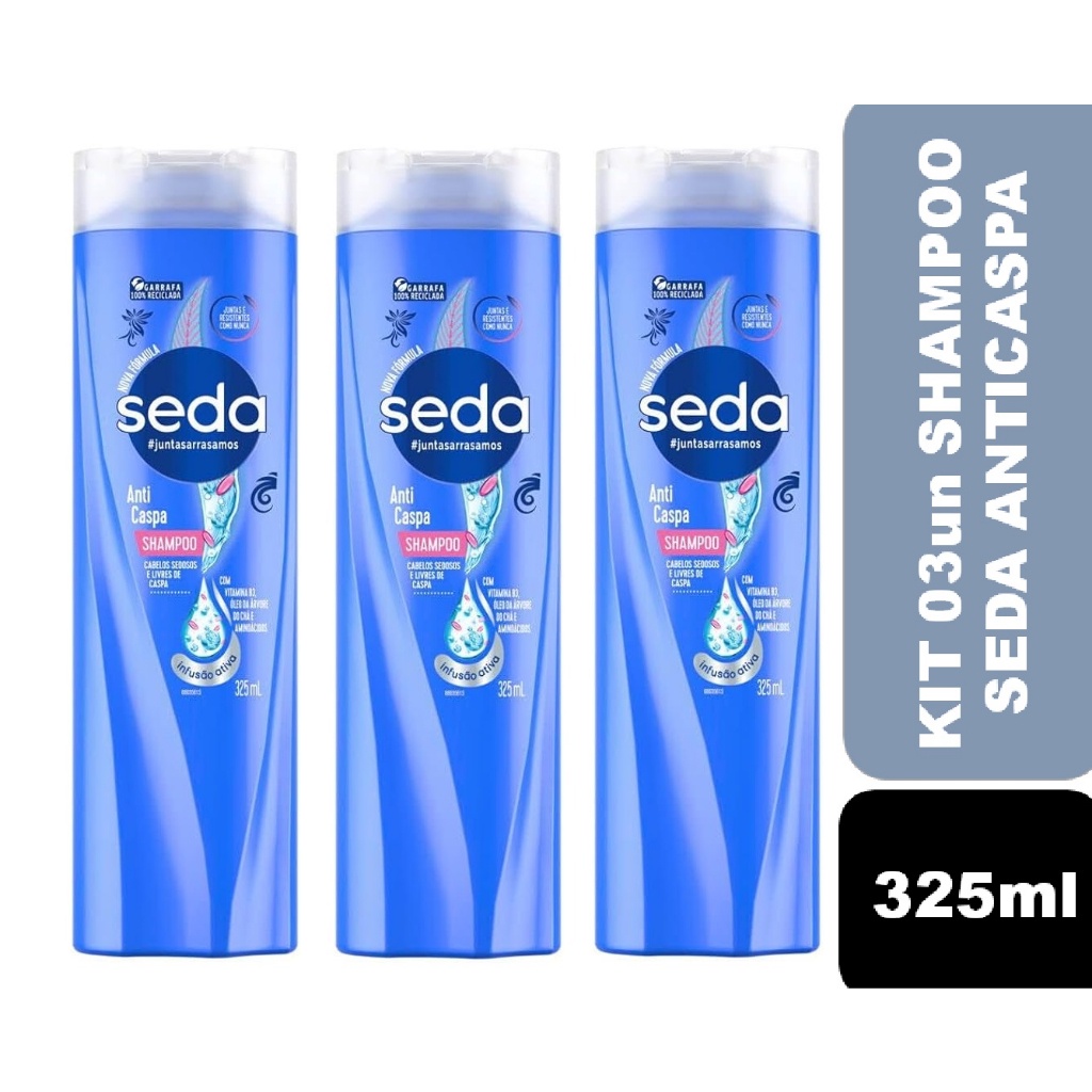 Kit 03un Shampoo Seda Anticaspa - 325ml | Shopee Brasil
