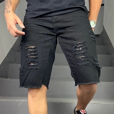 Shorts masculinos Jeans rasgados Estilo fashion masculino destroyed ...